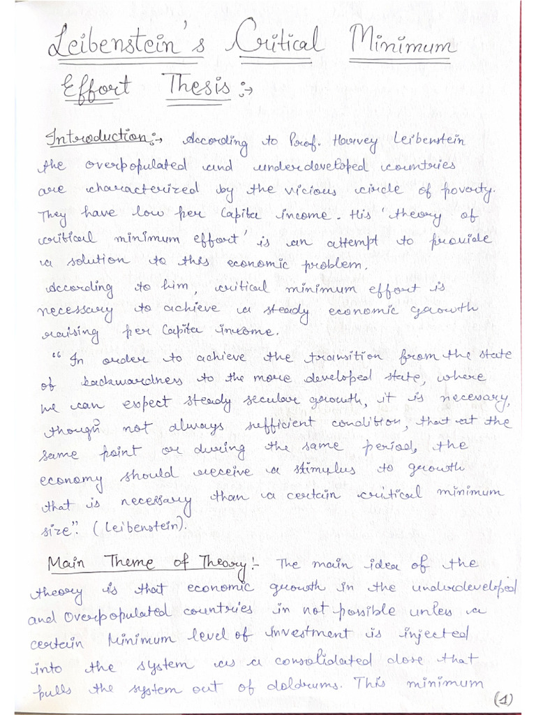 Critical Minimum Effort Thesis | PDF