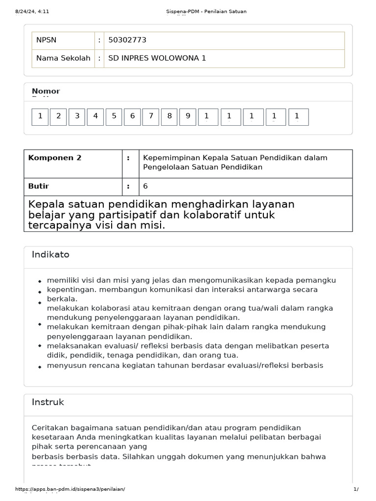 Sispena-PDM - Butir 6 | PDF