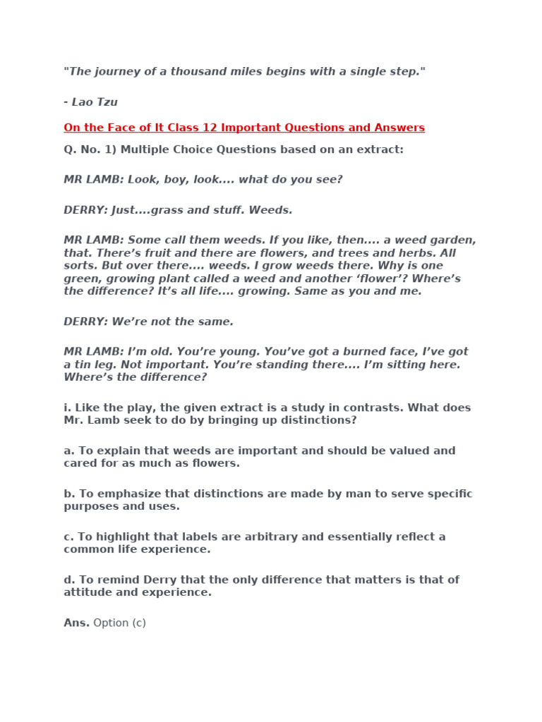 CH 4 English Class 12 | PDF