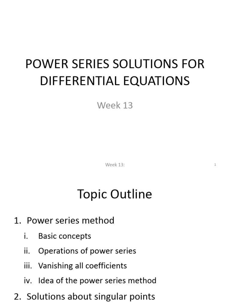 WK 13 Power Series Solution | PDF | Power Series | Equations