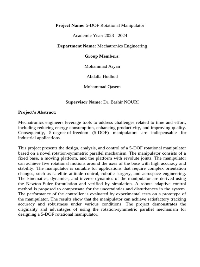 Abstract For Graduation Project | PDF