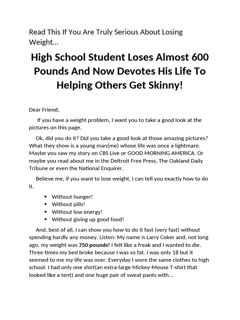 Gary Halbert Weight Loss | PDF