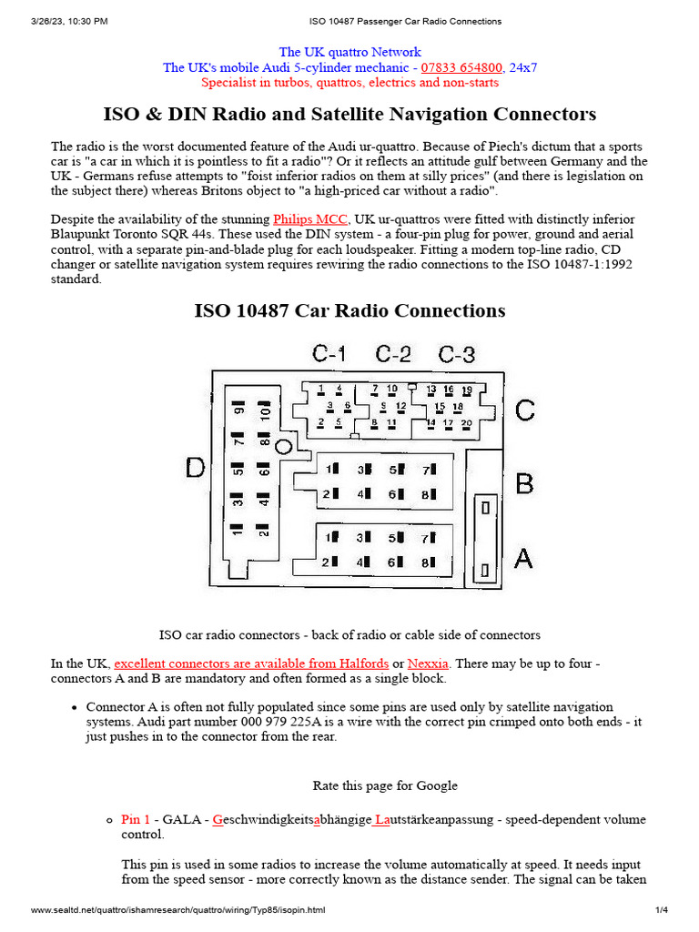 ISO 10487 Passenger Car Radio Connections | PDF