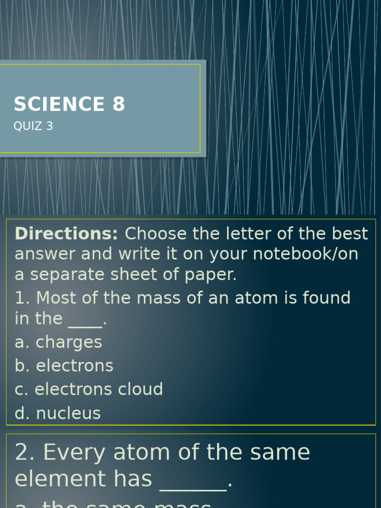 QUARTER 3 QUIZ 3 SCIENCE 8 | PDF