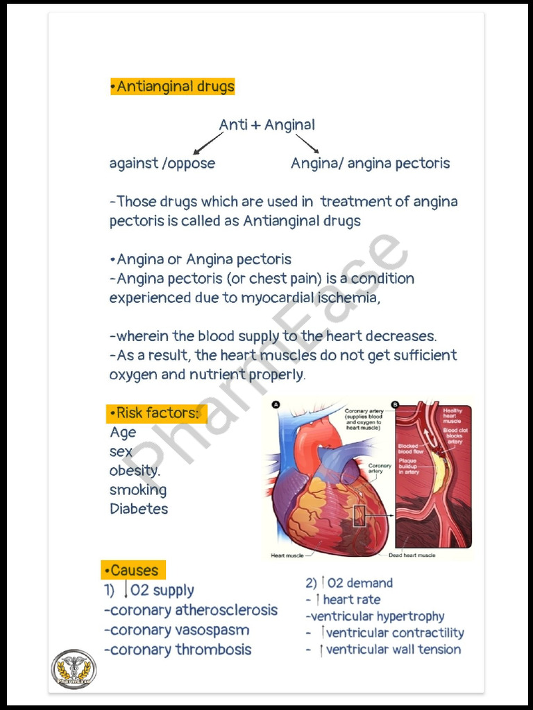 Antianginal Drugs, Pharmacology 2, PharmEase | PDF