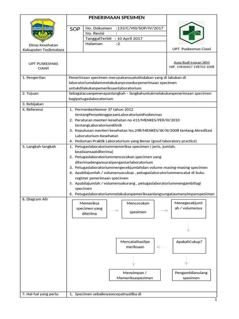 8.1.2 Penerimaan Spesimen | PDF