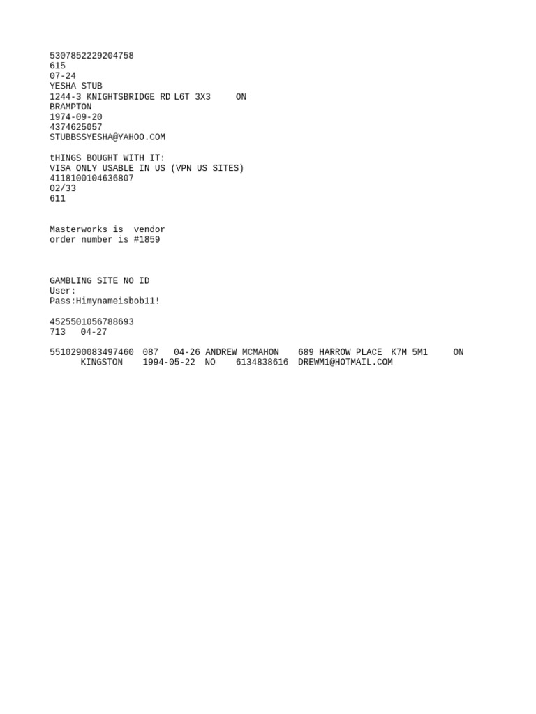 Old CC Info | PDF