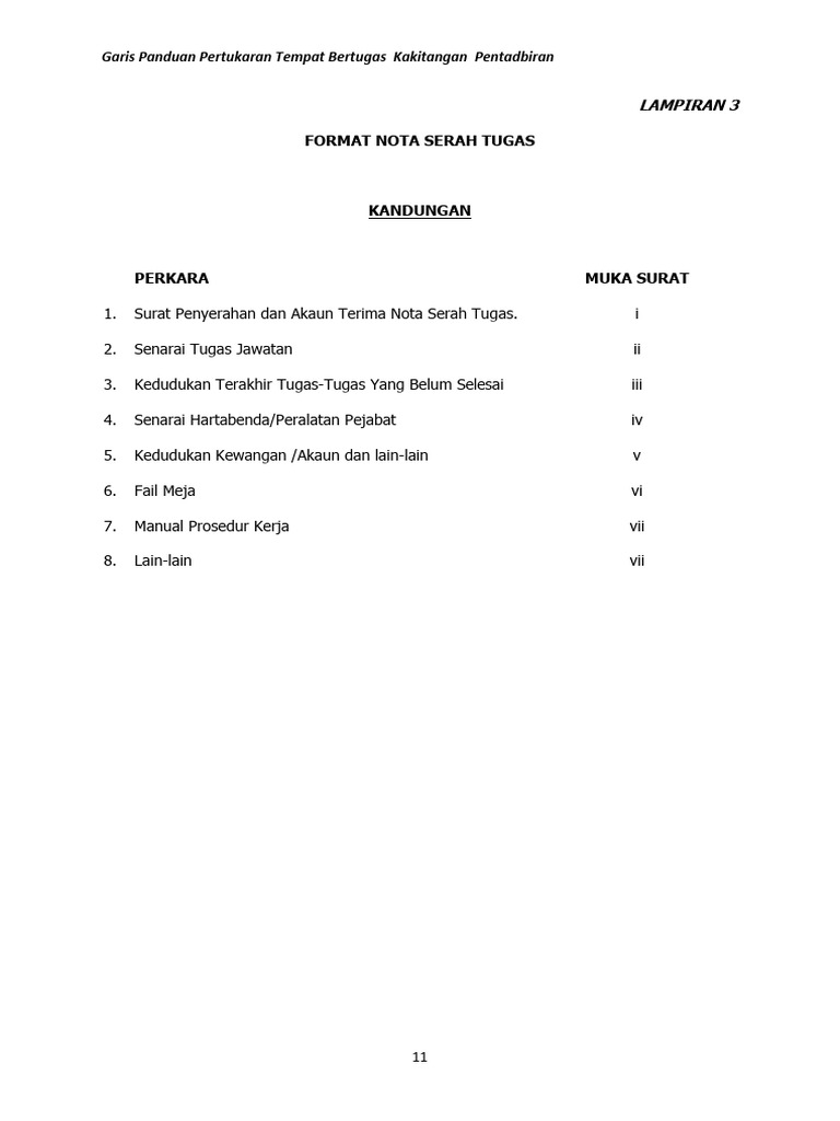Format Nota Serah Tugas 2022 | PDF