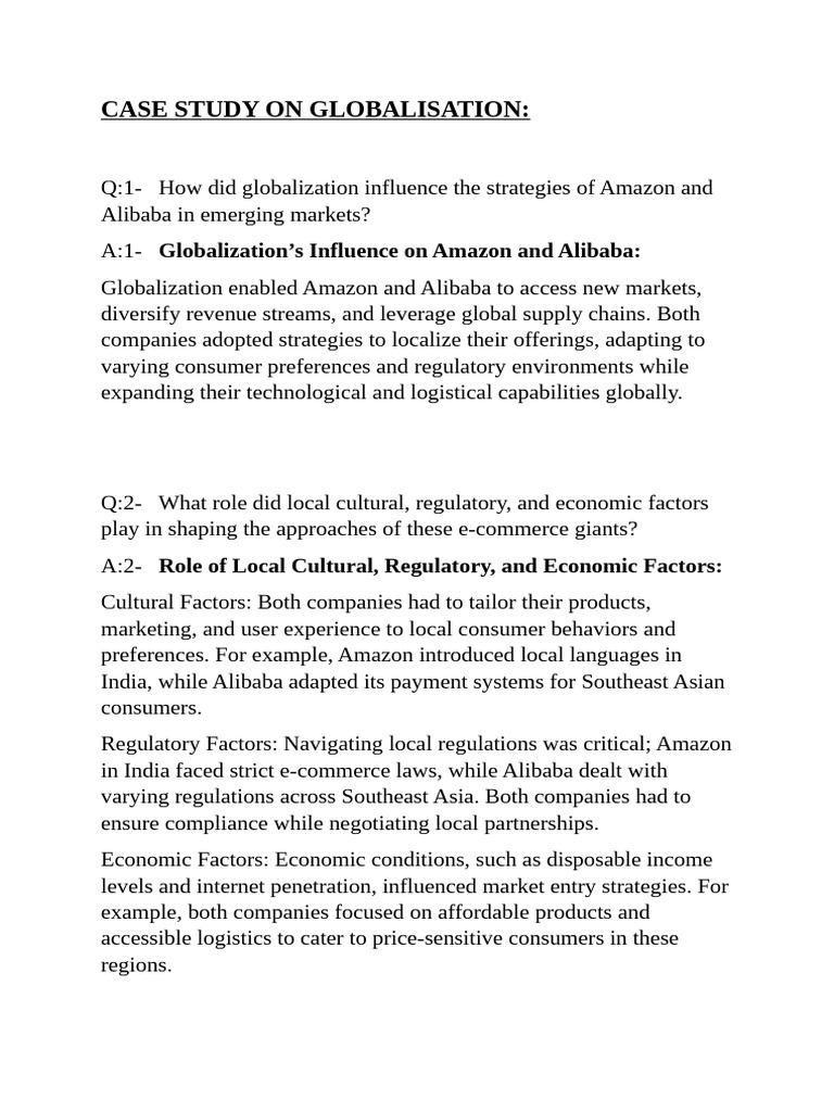 Case Study On Globalisation | PDF
