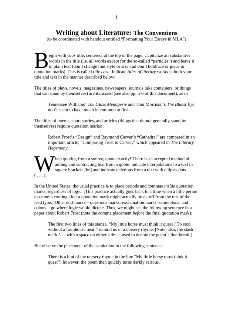 MLA Quotation Guidelines for Literature | PDF | Quotation Mark ...