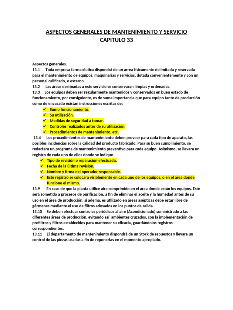 Aspectos Generales de Mantenimiento y Servicio | PDF
