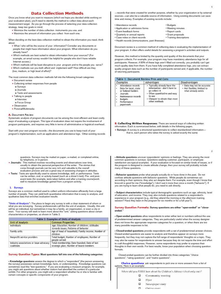 Data Collection Methods by Innovation Network | PDF