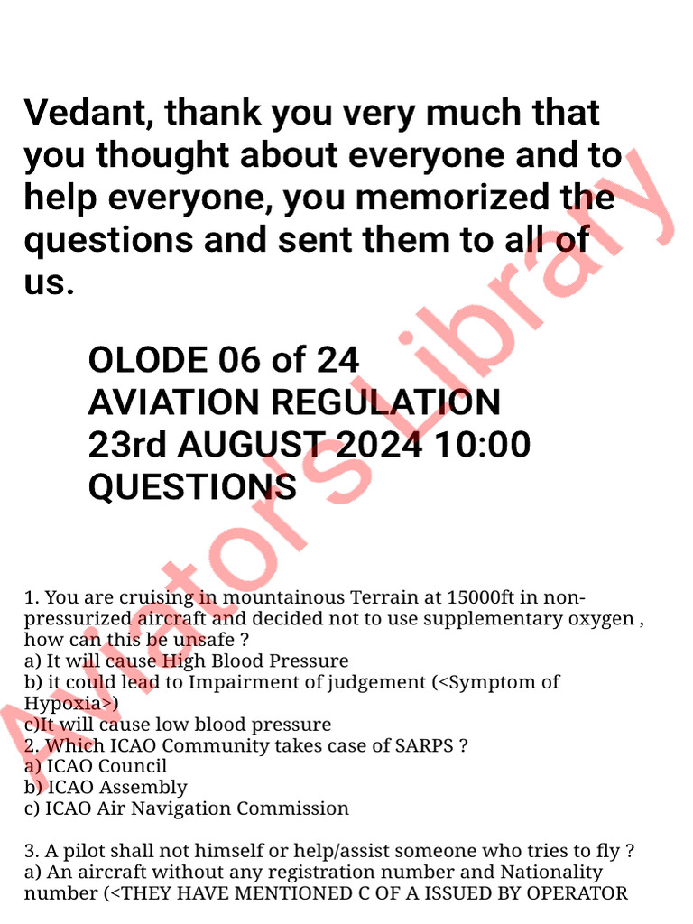 OLODE 06 of 24 Regulation Paper by Vedant @aviatorslibrary | PDF