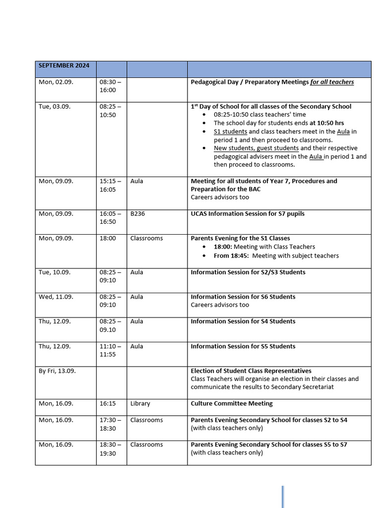 Internal Calendar for Parents 1 St and 2nd Semester 24-25 | PDF