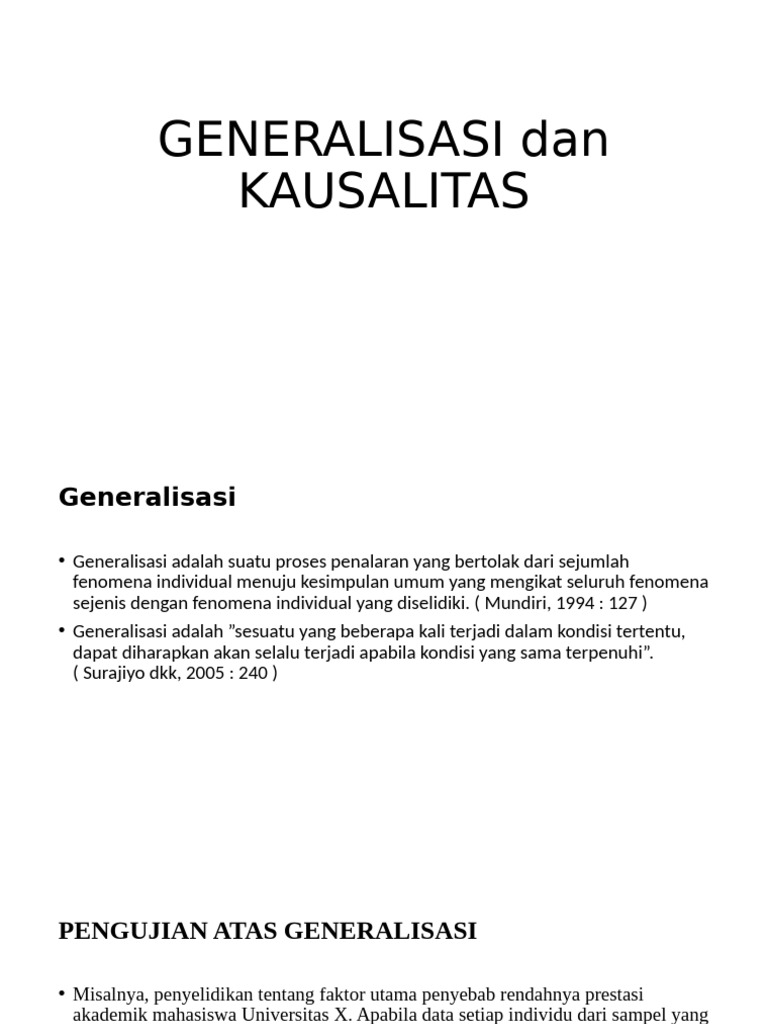Generalisasi Dan Kausalitas | PDF