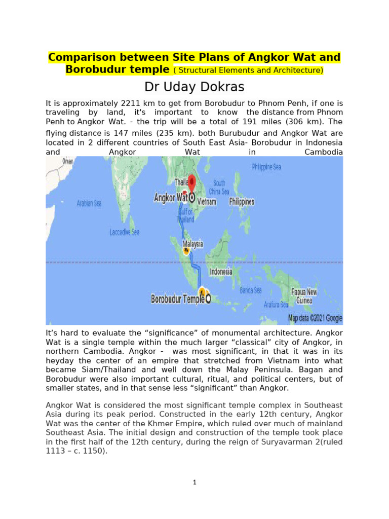 Comparison Between Site Plans of Angkor Wat and Borobudur Temple | PDF