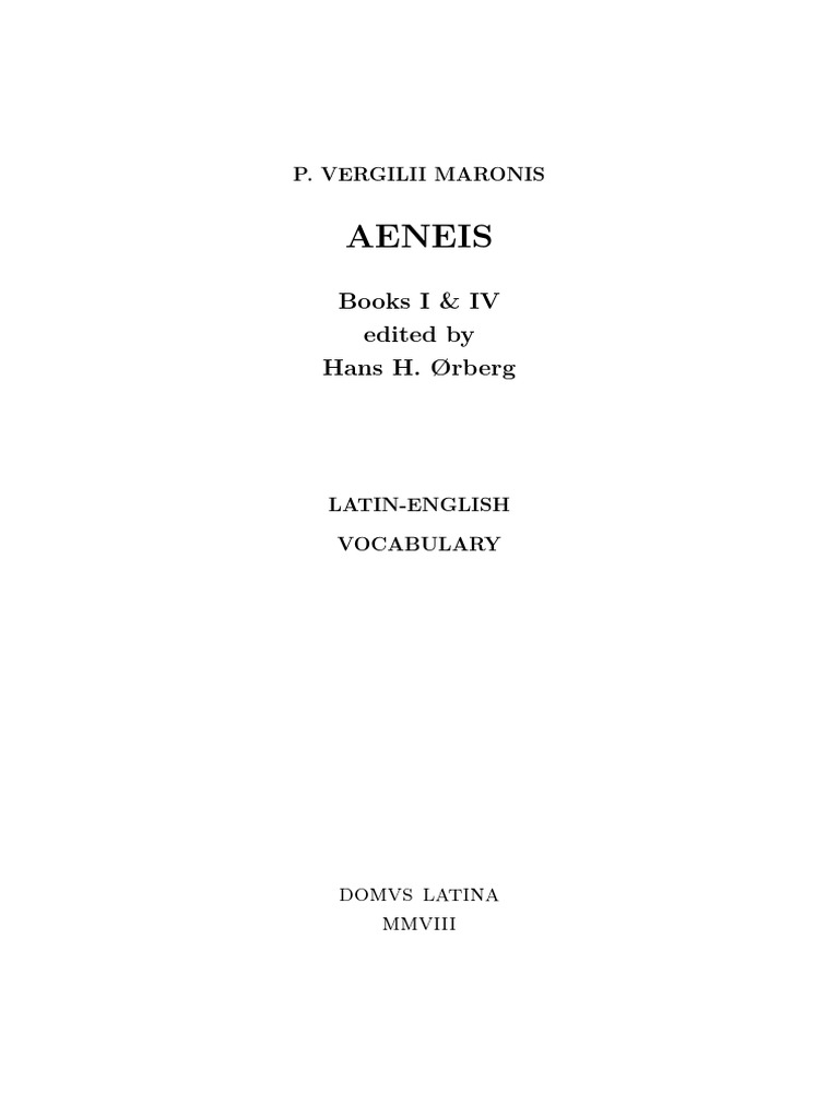 Vergilii - Aeneis I-IV - Vocabulary | PDF
