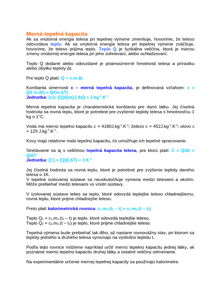 Merna Tepelna Kapacita | PDF