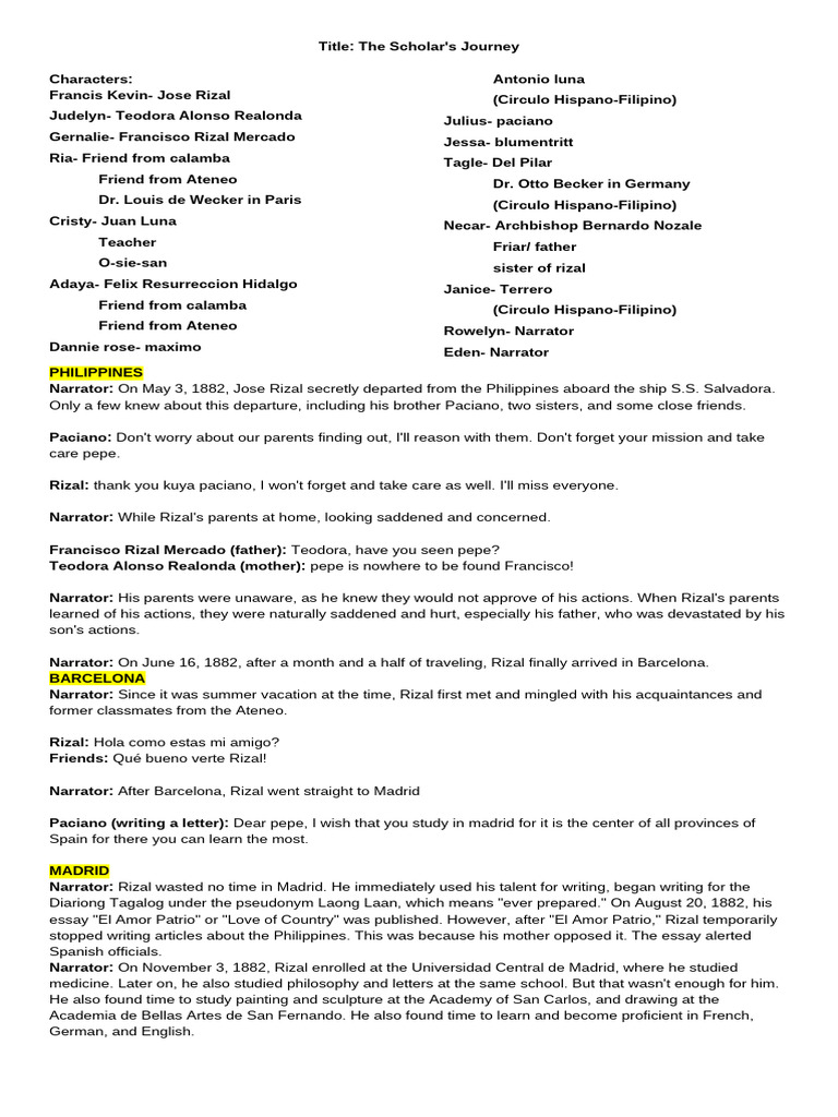 Rizal Role Play and Discussion | PDF | General Fiction