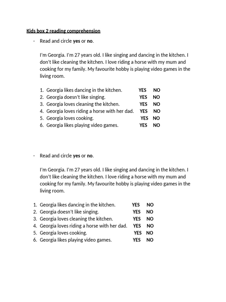 Kids Box 2 Reading Comprehension | PDF