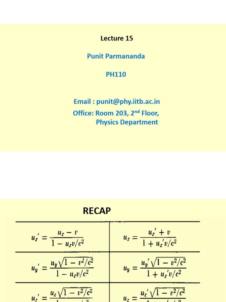 Punit Parmananda PH110 Email: Punit@phy - Iitb.ac - in Office: Room 203, 2 Floor, Physics ...