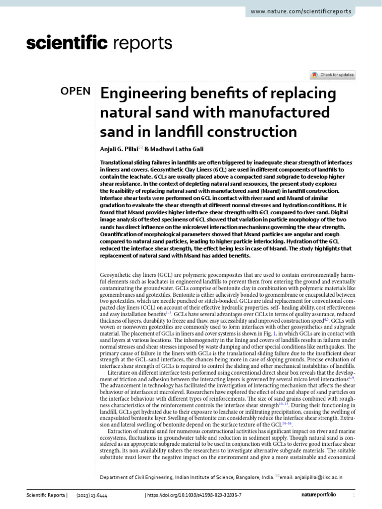 Engineering Benefits of Replacing Natural Sand With Manufactured Sand ...