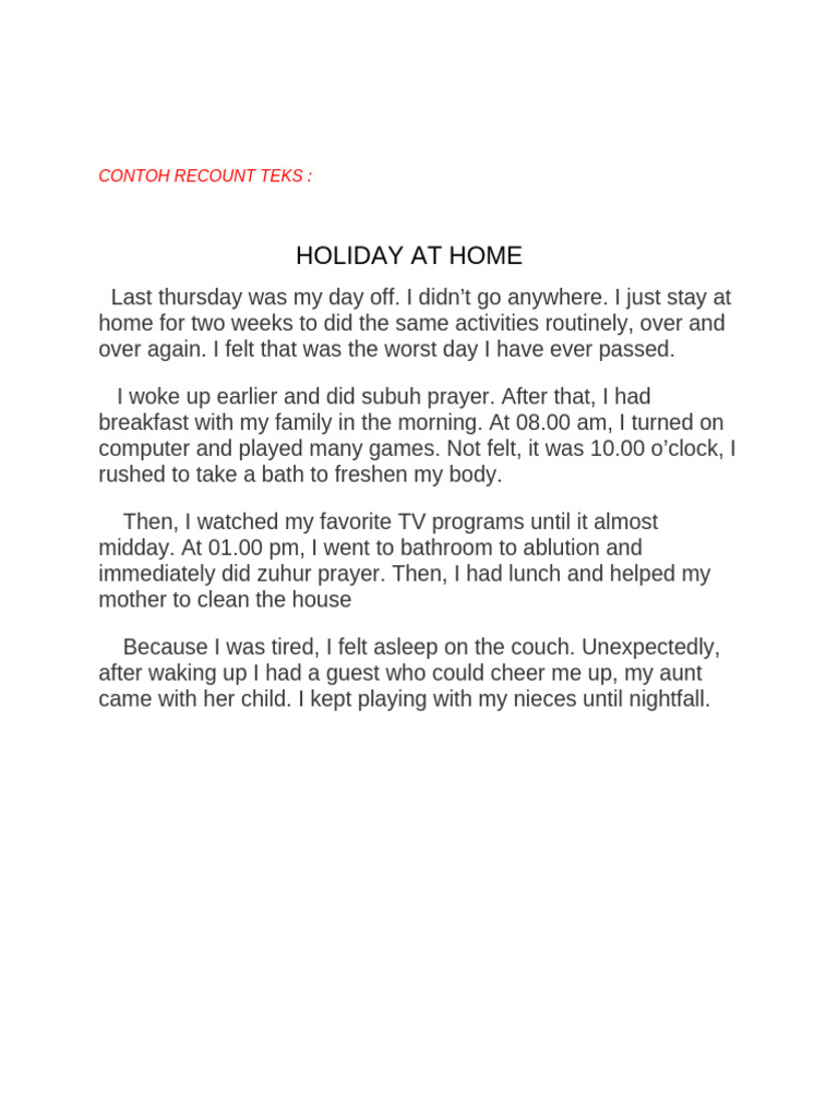 Contoh Recount Teks | PDF