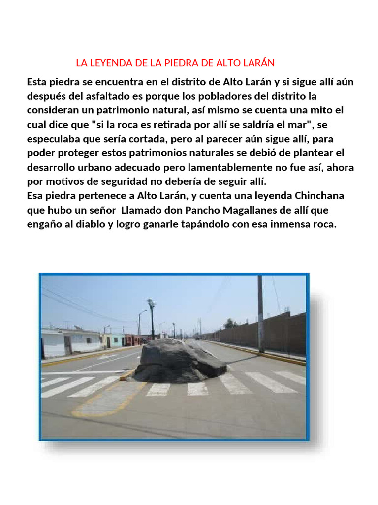 LA LEYENDA DE LA PIEDRA DE ALTO LARÁN | PDF