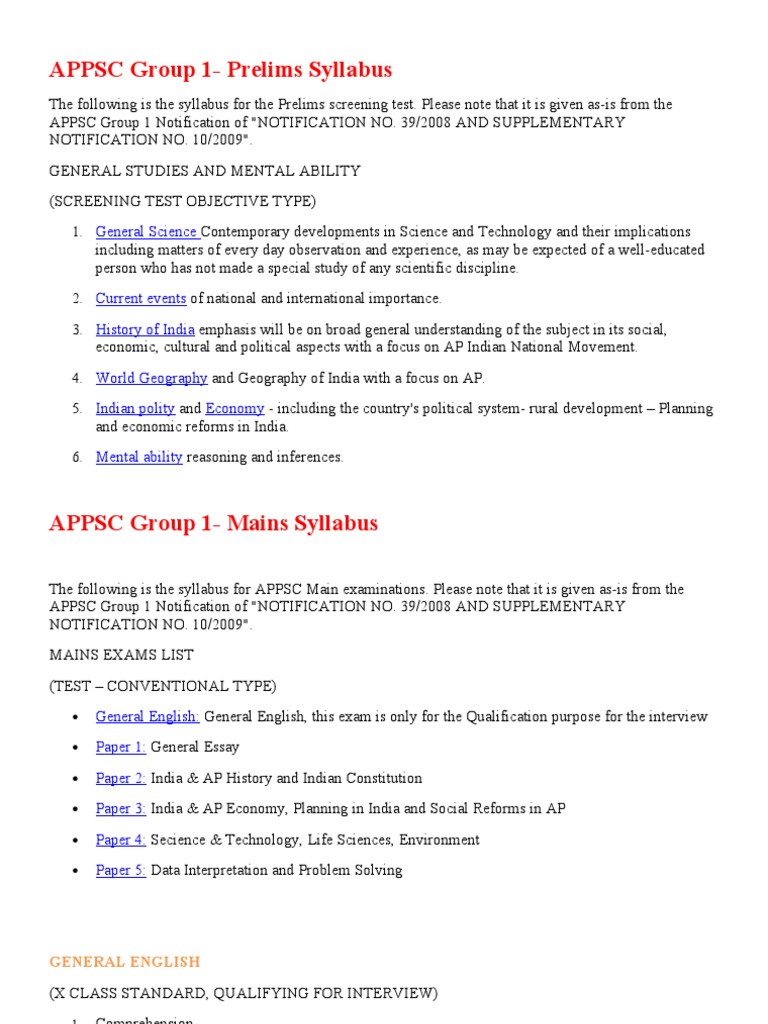APPSC Group 1 - Prelims Main Syllabus | PDF | Biotechnology | Genetic ...