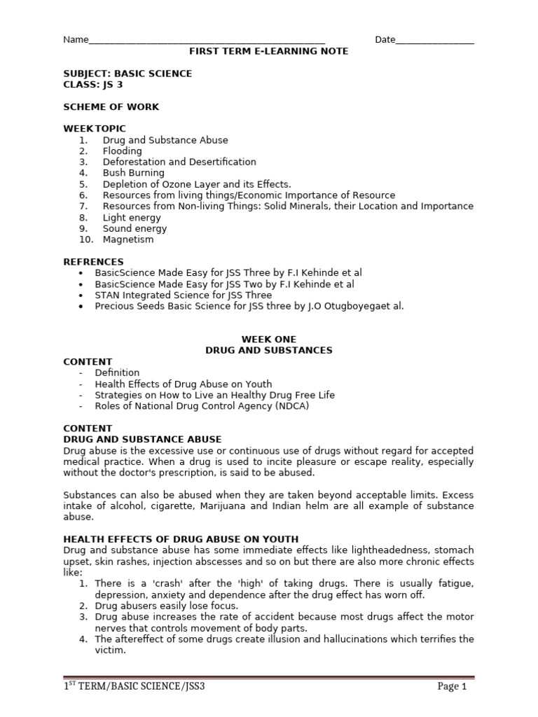 1st Term j3 Basic Science | PDF