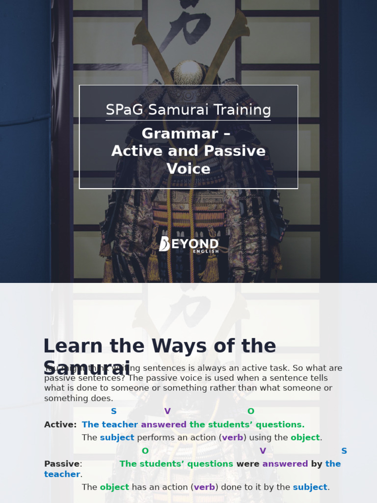 (398563) Grammar 4 Active and Passive Voice PowerPoint | PDF