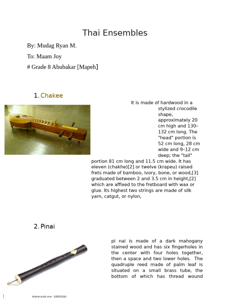 Thai Ensembles | PDF | Musical Instruments | Home & Garden