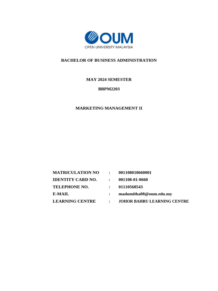 ASSIGNMENT MARKETING MANAGEMENT (Repaired) | PDF