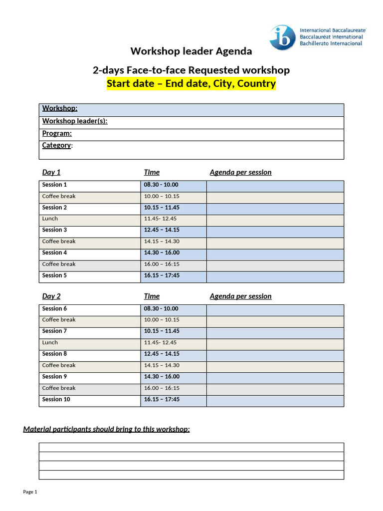 2 Day Workshop Agenda | PDF
