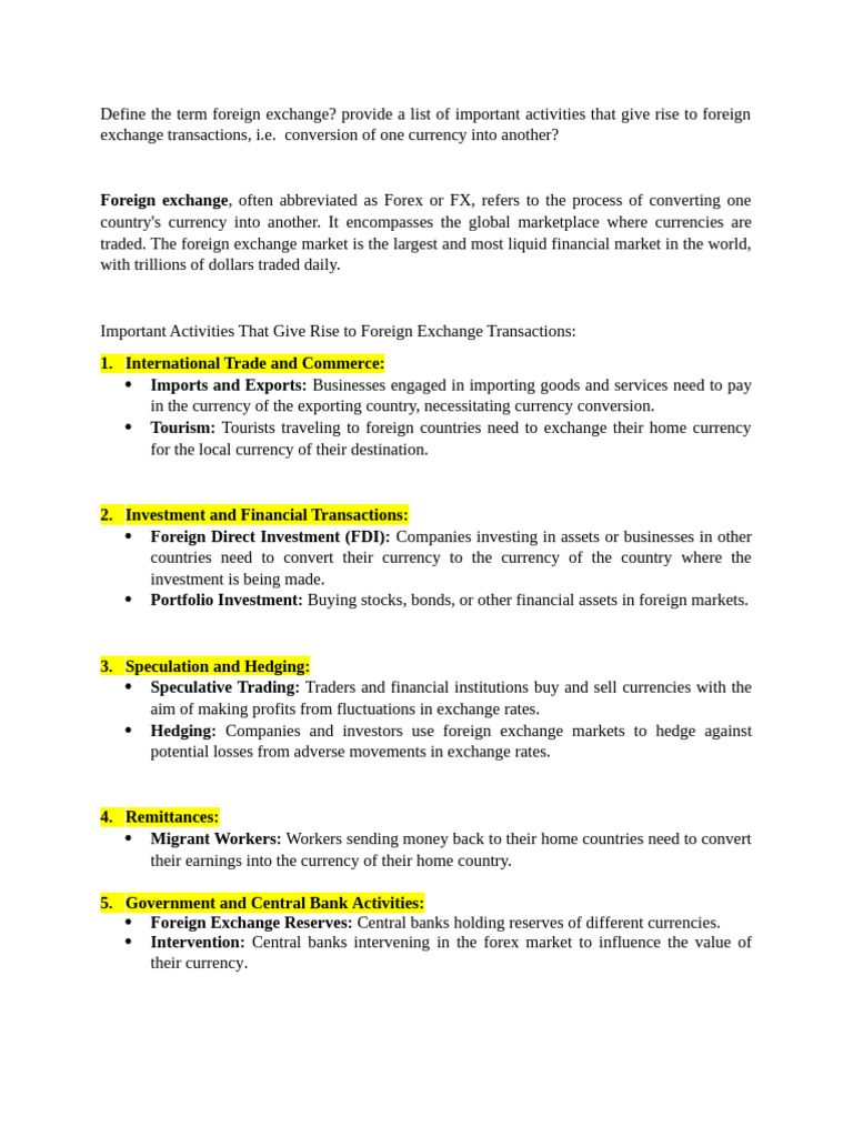 Foreign Exchange | PDF