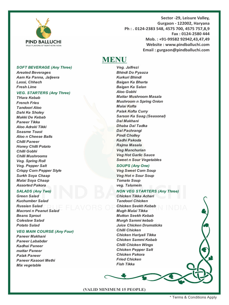 Vatika Banquet Menu | PDF