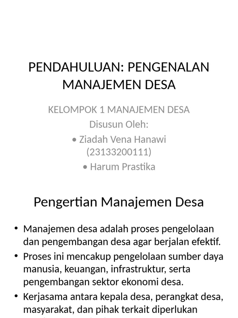 Manajemen Desa Presentation | PDF