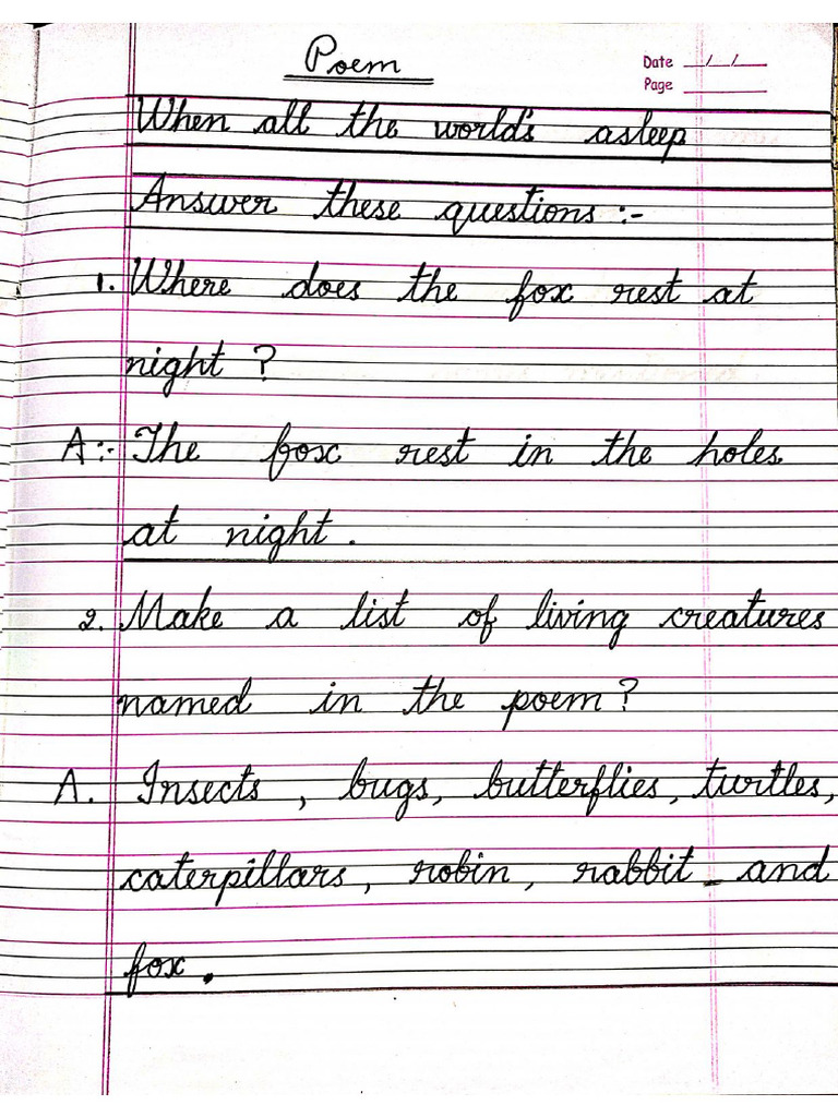 2-Std-Poem - When All The World's Asleep-1 | PDF