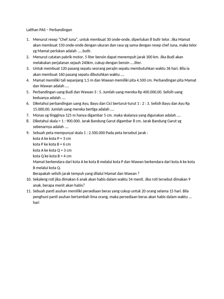 Latihan PAS 7 - Perbandingan | PDF