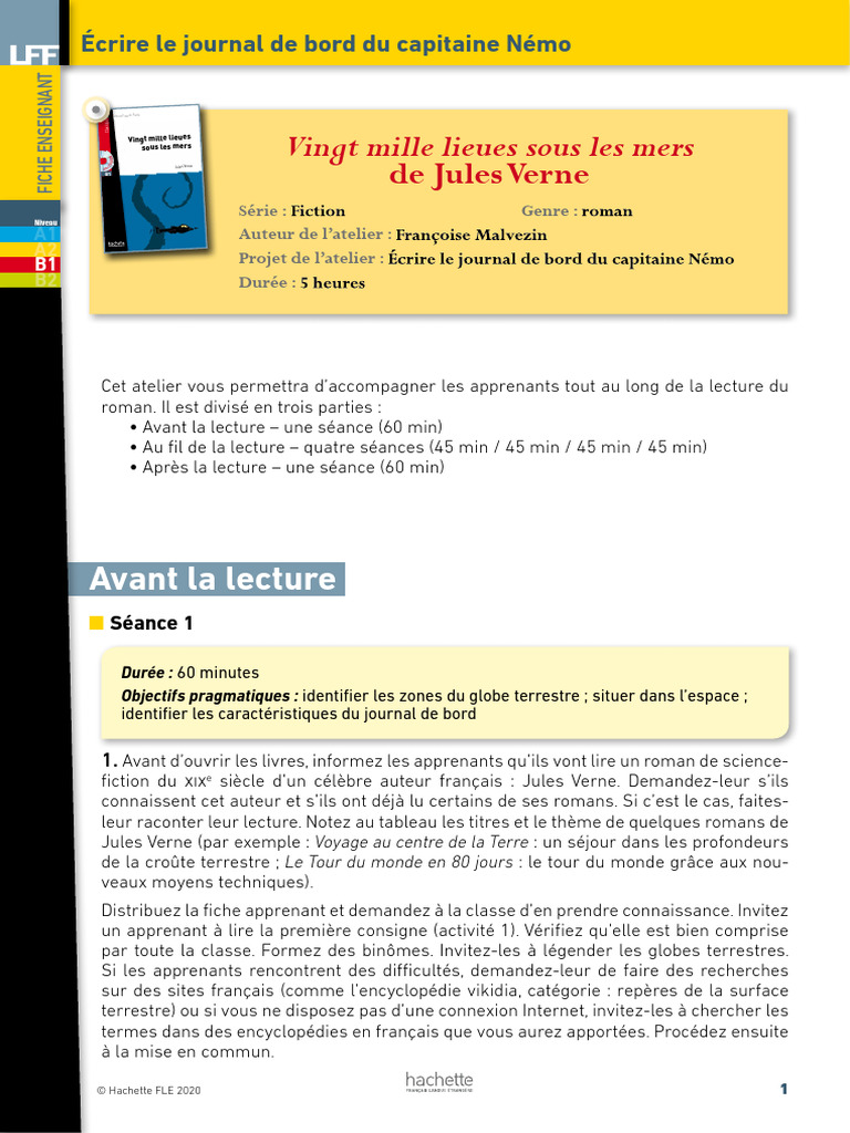 Vingt Mille Lieues Sous Les Mers - Fiche Enseignant | PDF