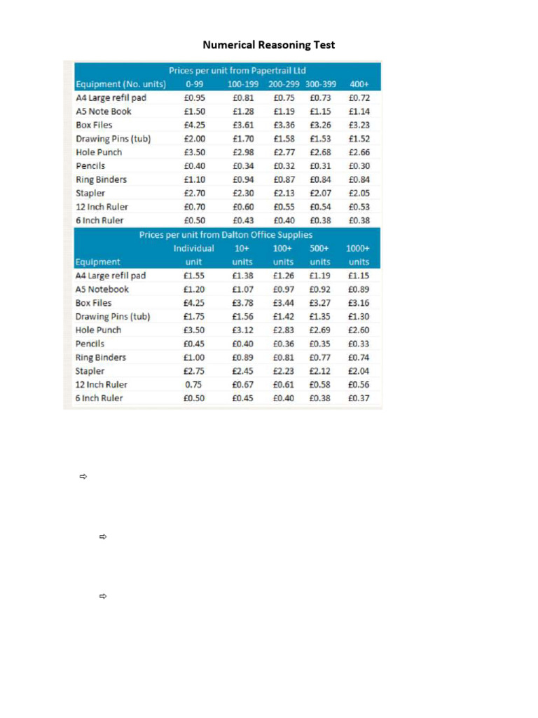 Numerical Reasoning Test | PDF