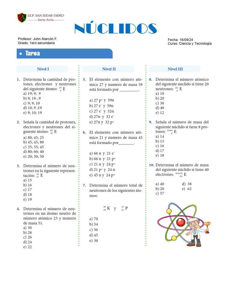 Tarea-Núclidos-1ero Sec | PDF