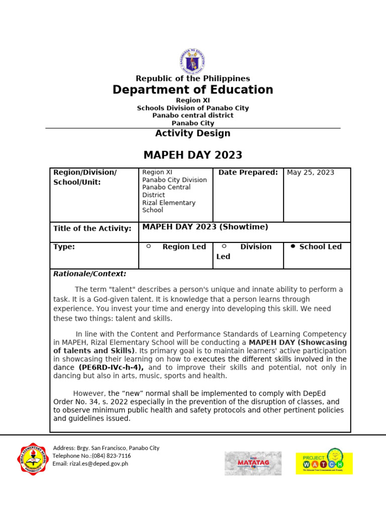 Mapeh Activity Design | PDF