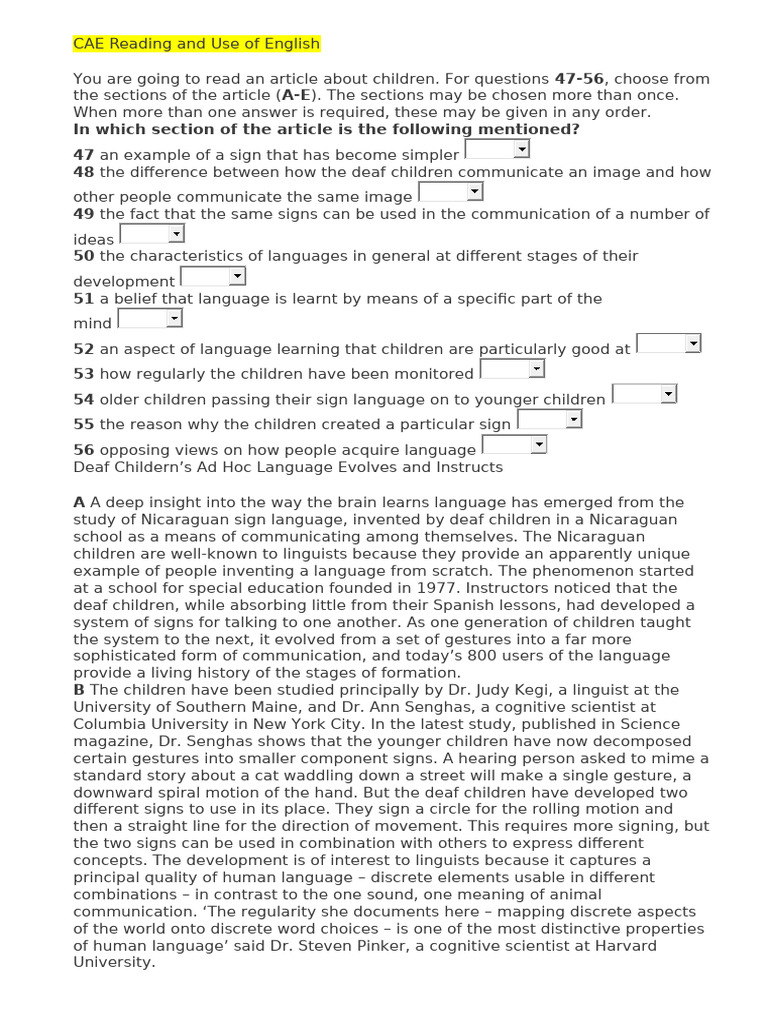 CAE Reading and Use of English | PDF