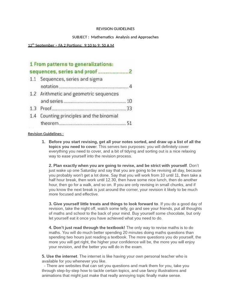 Revision Guidelines Fa 2 | PDF