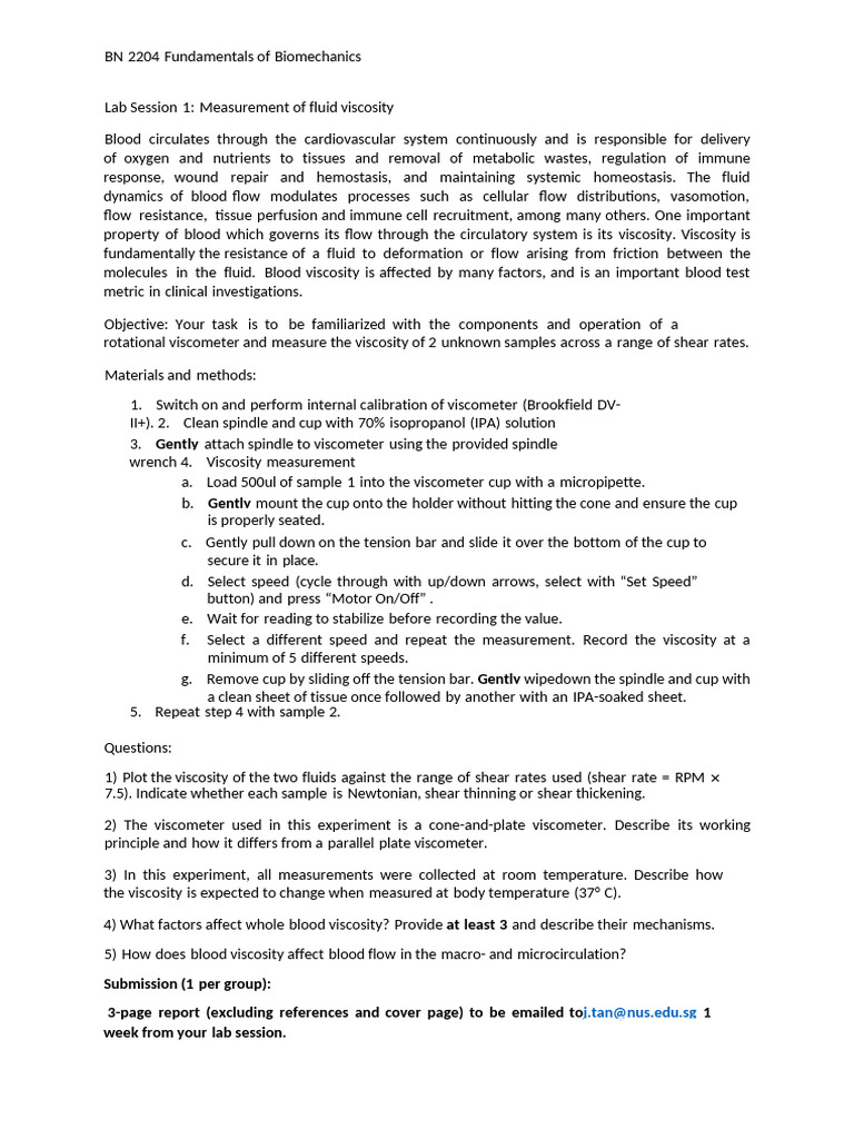 BN2204 Lab Session 1 | PDF