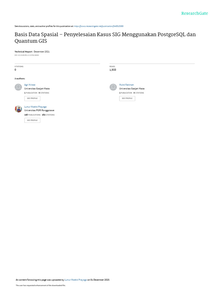 Basis Data Spasial Studi Kasus Query - Spasial - Final | PDF