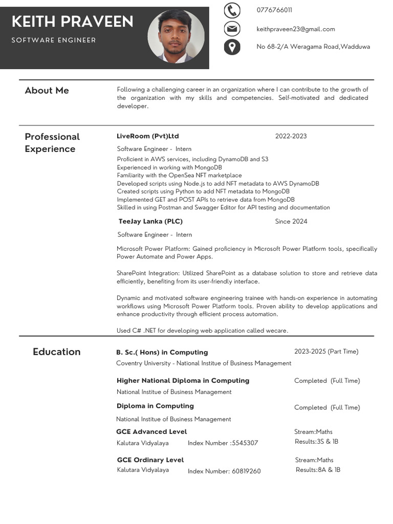 Keith Praveen Cv | PDF