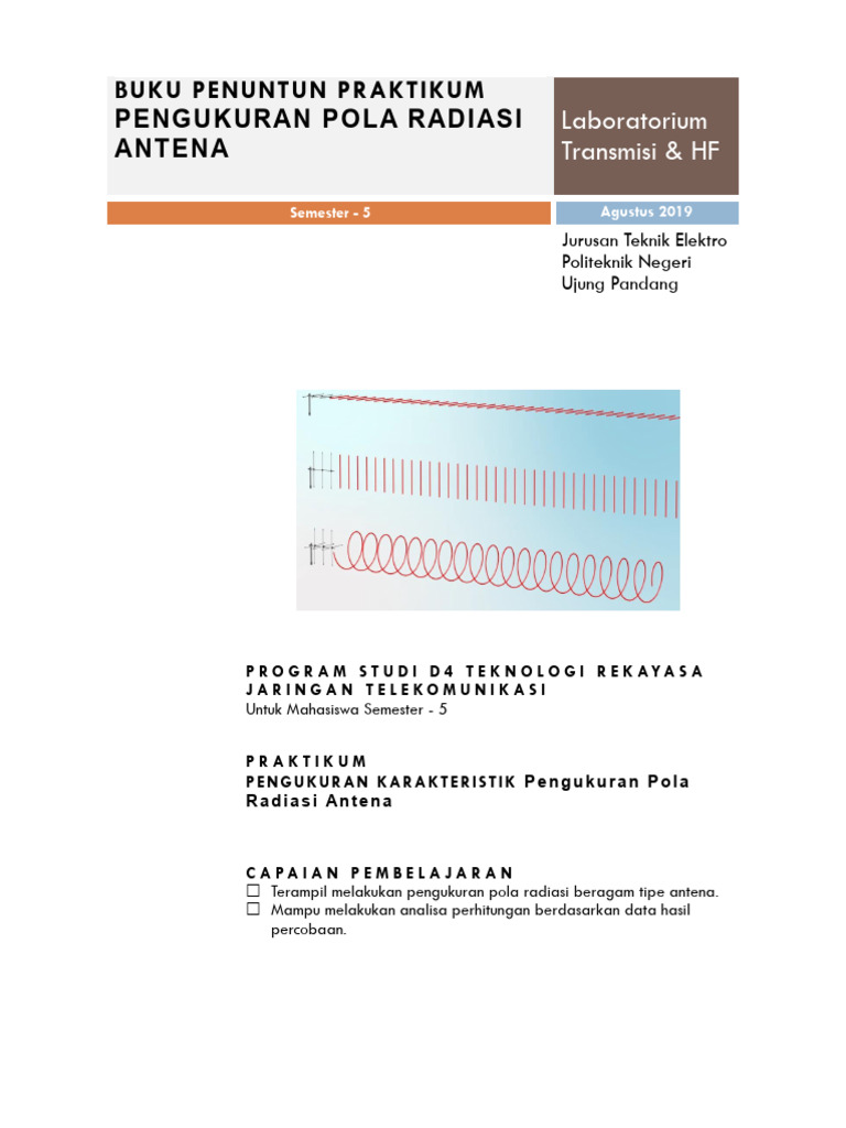 Buku Praktikum Pengukuran Pola Radiasi Antena | PDF