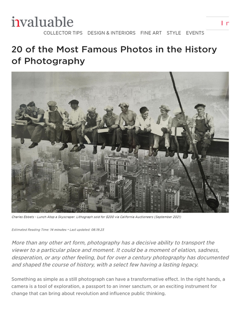 20 of The Most Famous Photos in The History of Photography - Invaluable ...
